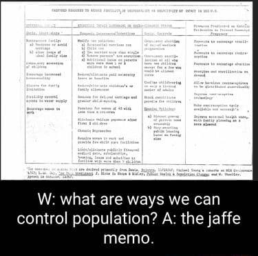 W: what are ways we can control population? A: the jaffe memo. - iFunny