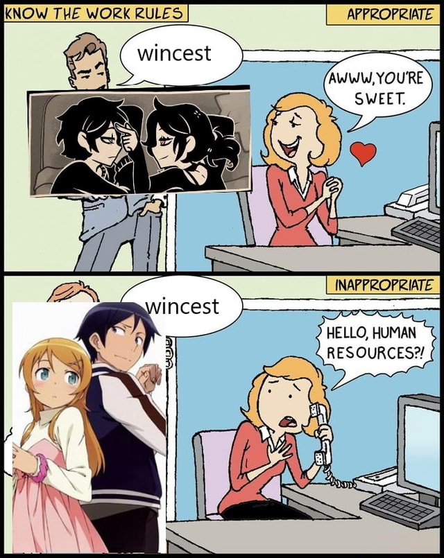 KNOW THE WORK RULES APPROPRIATE I wincest INAPPROPRIATE HELLO, HUMAN ...