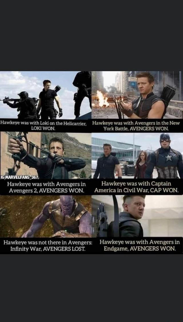Hawkeye was with Loki on the Helicarrier, Hawkeye was with Avengers in ...