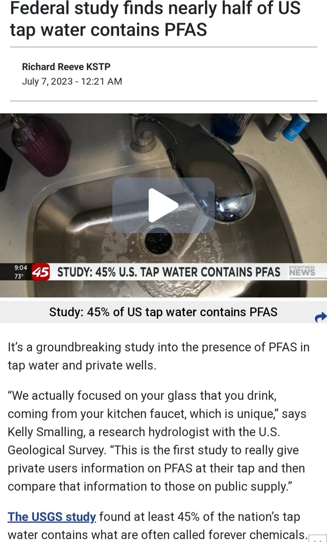 Federal study finds nearly half of US tap water contains PFAS Richard ...