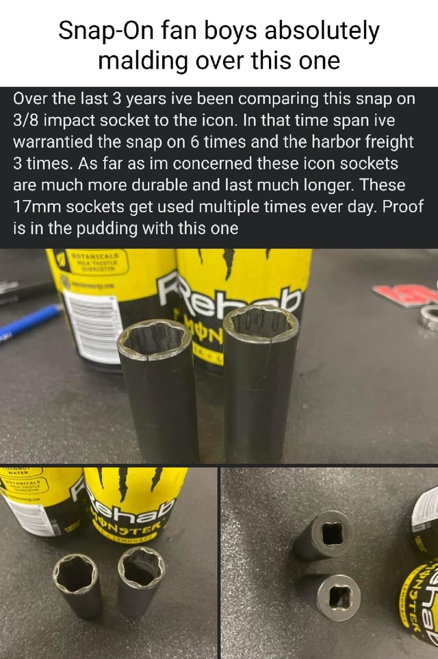 Snap-On fan boys absolutely malding over this one Over the last 3 years ...