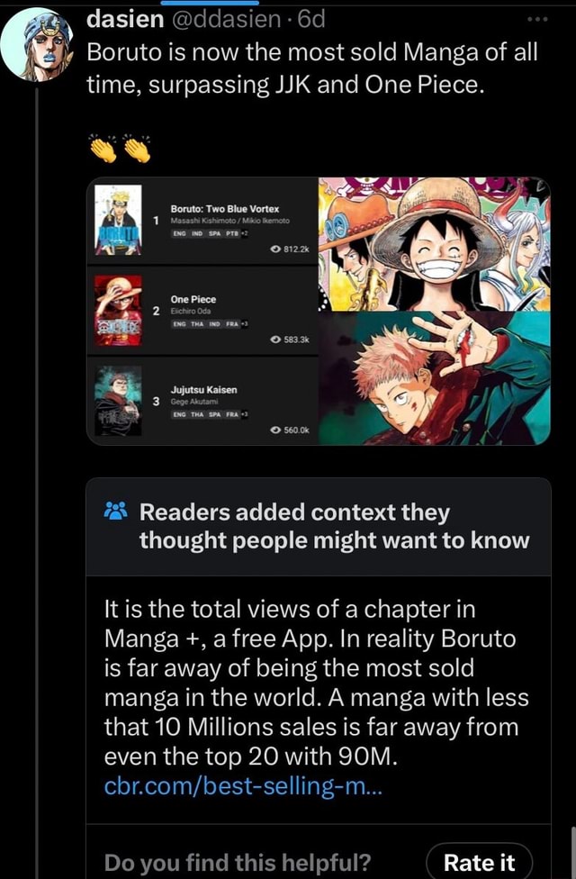 Boruto is now the most sold Manga of all dasien @ddasien Ss time ...