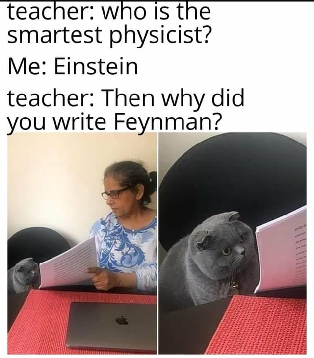 Teacher: who Is the Smartest physicist? Me: Einstein teacher: Then why ...