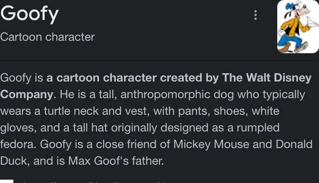 Goofy Cartoon character SS Goofy is a cartoon character created by The ...