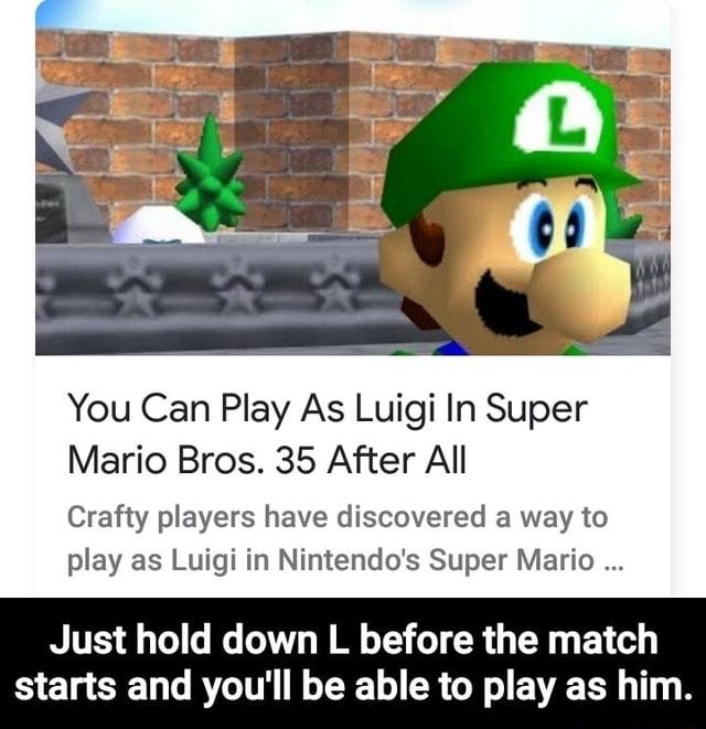 You Can Play As Luigi In Super Mario Bros. 35 After All Crafty players ...