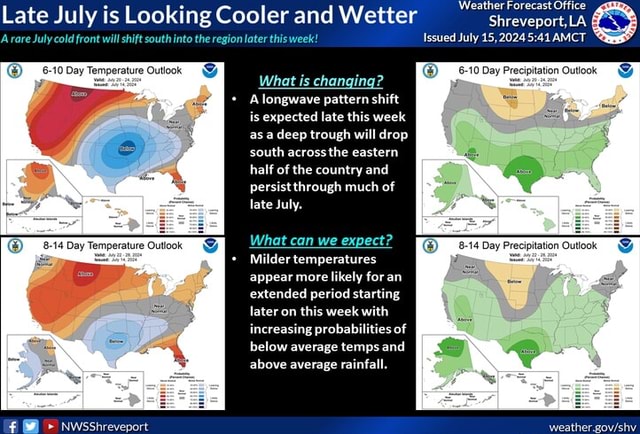 Late July is Looking Cooler and Wetter A rare July cold front will shift south into the region ...