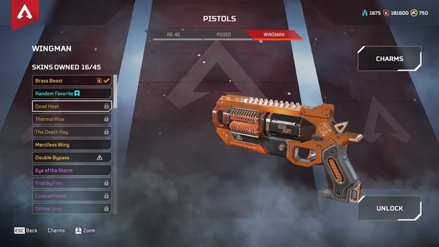 1675 181600 750 PISTOLS P2020 WINGMAN SKINS OWNED Brass Beast Random ...