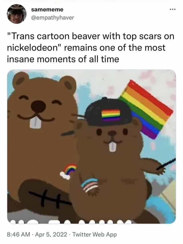"Trans cartoon beaver with top scars on nickelodeon" remains one of the ...