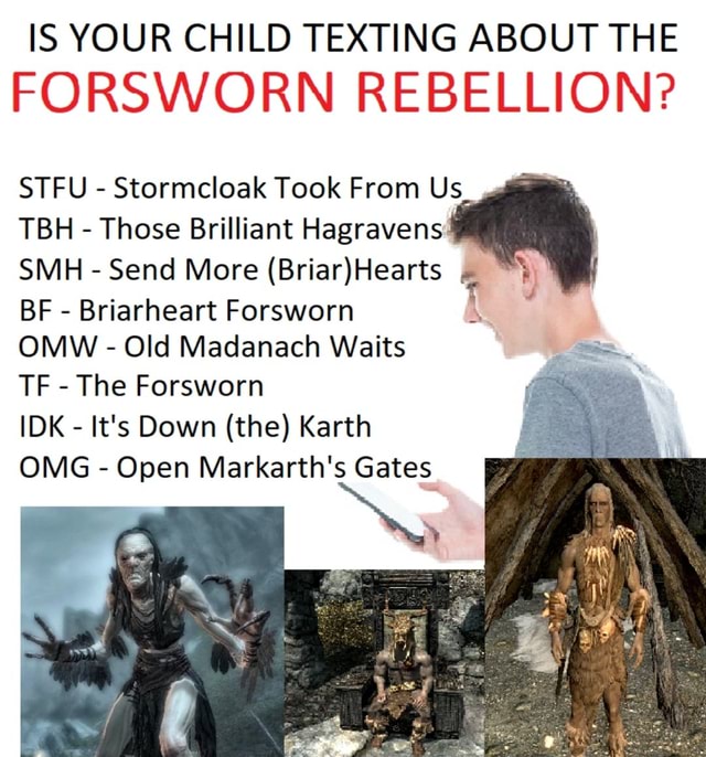 IS YOUR CHILD TEXTING ABOUT THE FORSWORN REBELLION? STFU - Stormcloak ...