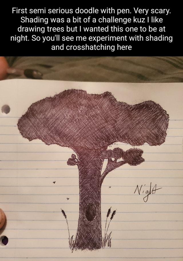 First semi serious doodle with pen. Very scary. Shading was a bit of a ...