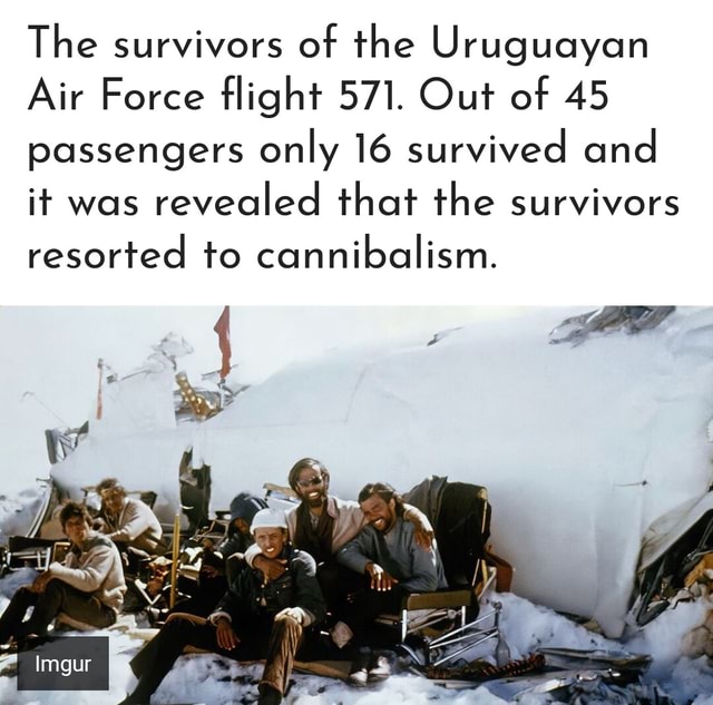 The survivors of the Uruguayan Air Force flight 571. Out of 45 ...