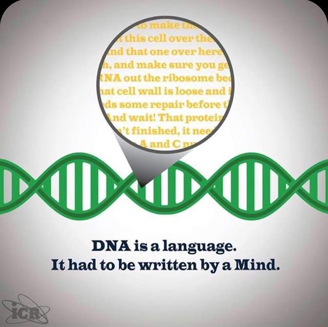 DNA is a language. It had to be written by a Mind. - iFunny