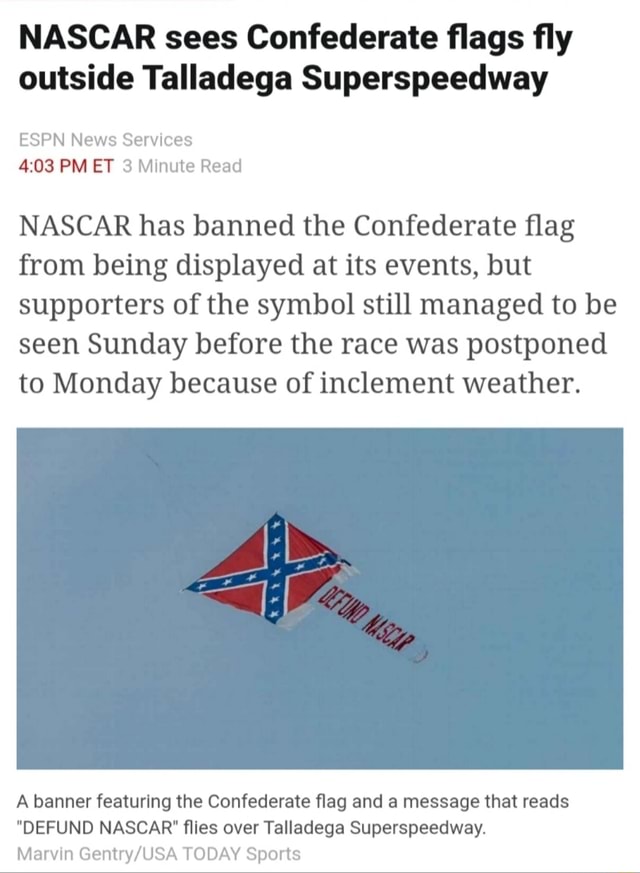 NASCAR sees Confederate flags fly outside Talladega Superspeedway ESPN ...