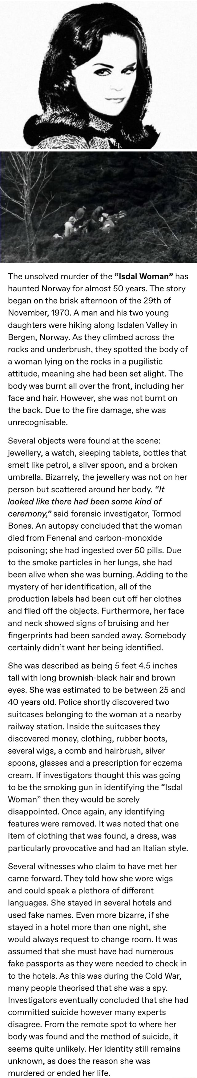 The unsolved murder of the "Isdal Woman" has haunted Norway for almost ...