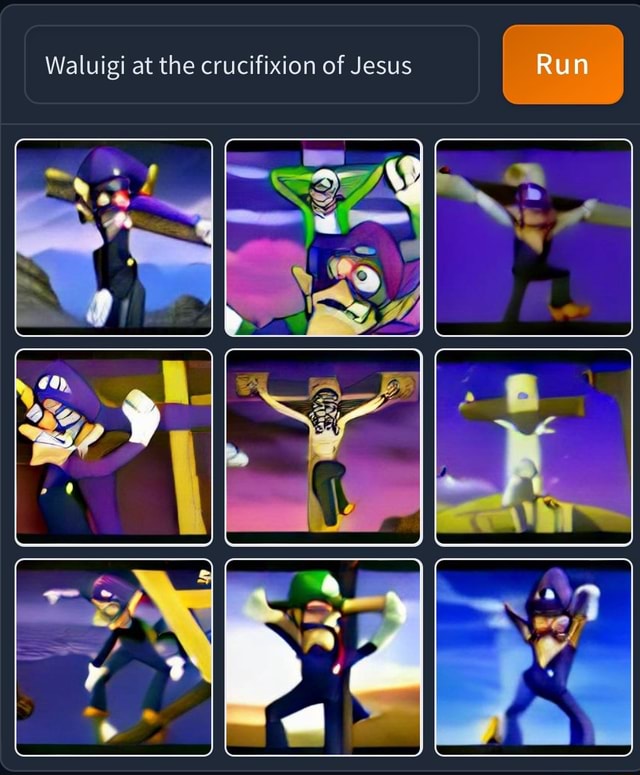 Waluigi at the crucifixion of Jesus Run - iFunny