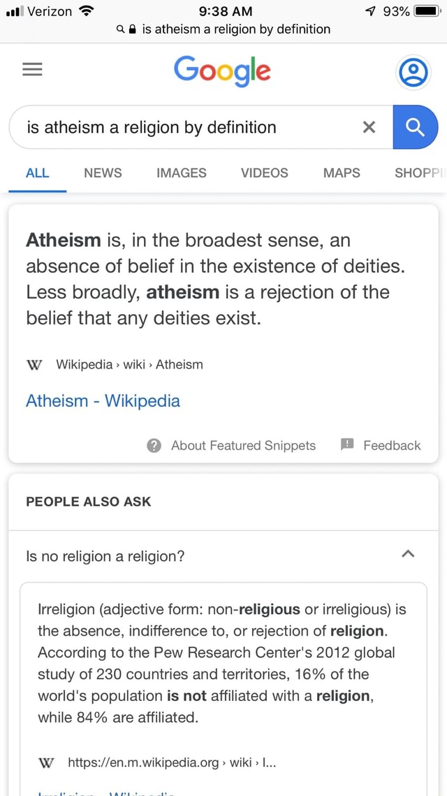 Q ﬂ is atheism a religion by definition Atheism is, in the broadest ...