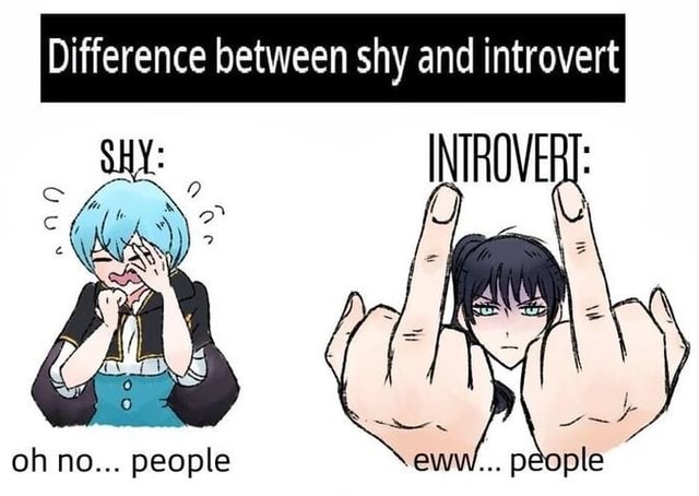 Difference between shy and introvert oh no... people - iFunny