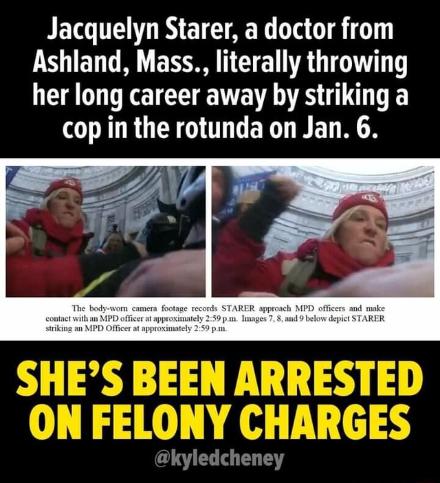 Jacquelyn Starer, a doctor from Ashland, Mass., literally throwing her ...