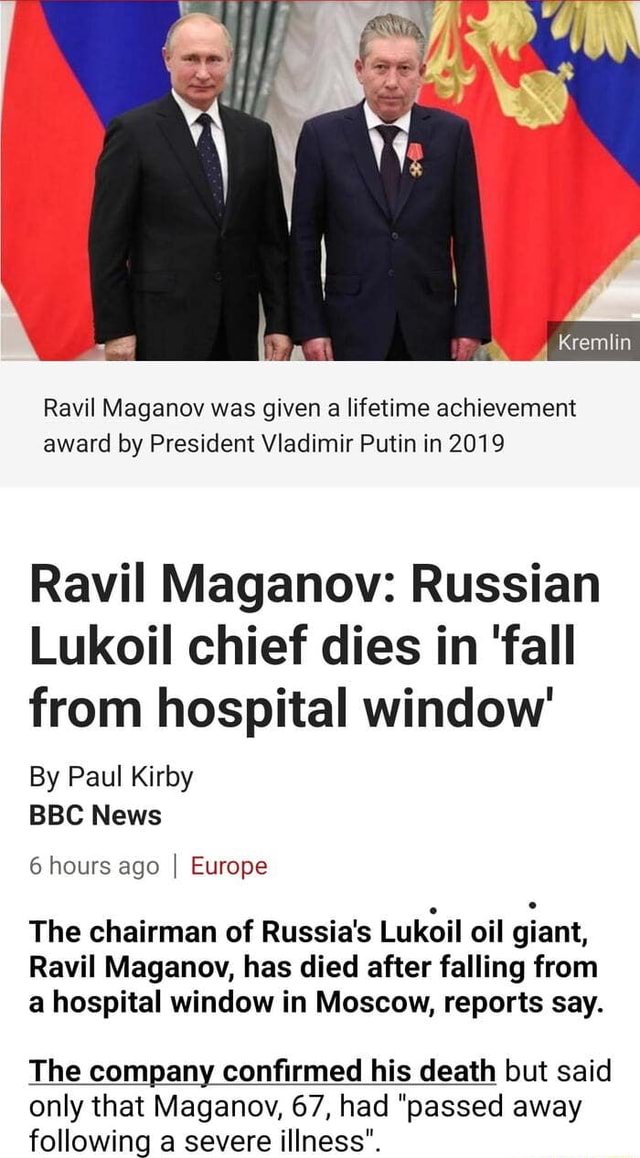 , Kremlin Ravil Maganov was given a lifetime achievement award by ...