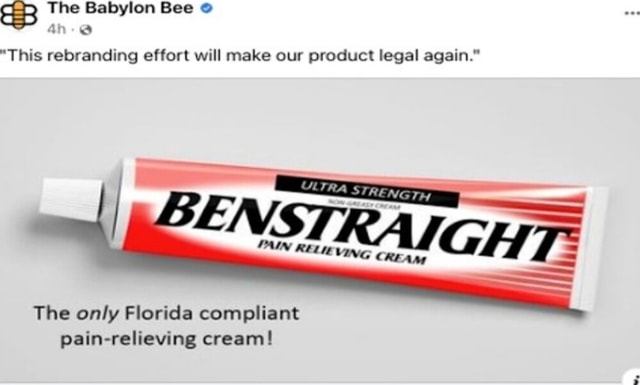 The Babylon Bee "This rebranding effort will make our product legal ...