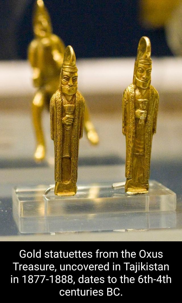 Gold statuettes from the Oxus Treasure, uncovered in Tajikistan in 1877 ...