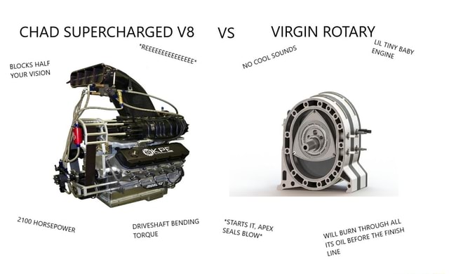 CHAD SUPERCHARGED VS VIRGIN ROTARY ENG NE BLOCKS HALF YOUR VISION HORS ...