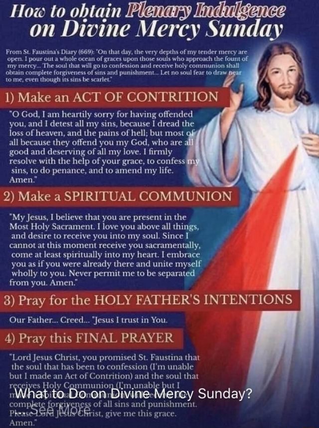 How to obtain Plenary on Divine Mercy Sunday From St. Faustinas Diary ...