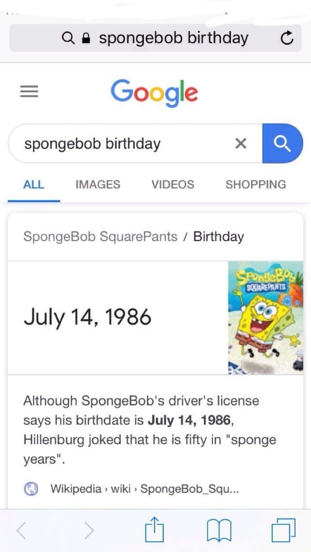 Q a spongebob birthday G spongebob birthday X E SpongeBob SquarePants ...