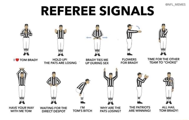 @NFL_MEMES REFEREE SIGNALS 1 TOM BRADY HOLD UP! BRADY TIES ME FLOWERS ...