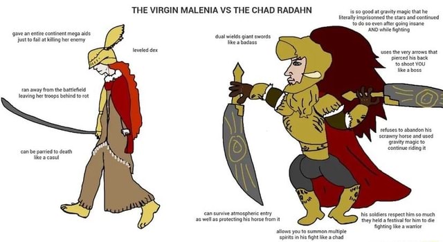 THE VIRGIN MALENIA VS THE CHAD RADAHN is good at gravity magic that he ...