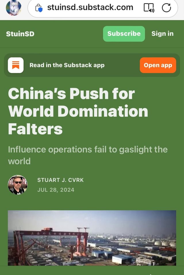 Stuinsd.substack.com StuinSD Subscribe Signin I Read in the Substack app Open app Chine's Push ...