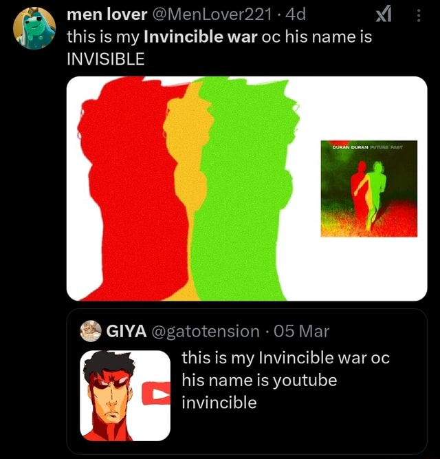 Men lover @MenLover221 this is my Invincible war oc his name is ...