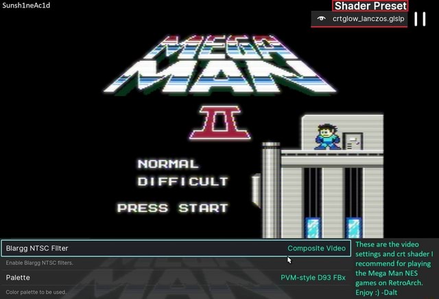 SunshineAcid Shader Preset NORMAL DIFFICULT PRESS START Blargg NTSC ...