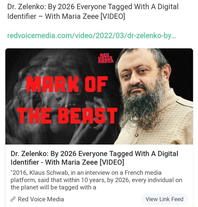 Dr. Zelenko: By 2026 Everyone Tagged With A Digital Identifier With Maria Zeee [VIDEO] Dr ...