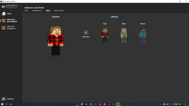 HE Microsoft account MINECRAFT: JAVA EDITION Play Installations Skins ...