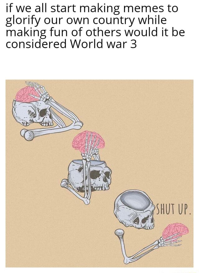 If we all start making memes to glorify our own country while making ...