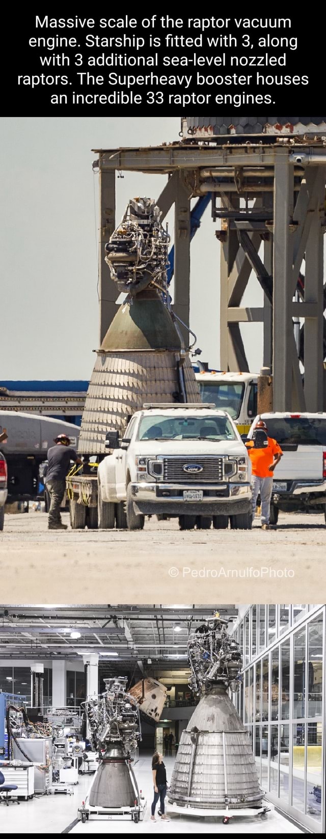 Massive scale of the raptor vacuum engine. Starship is fitted with 3 ...