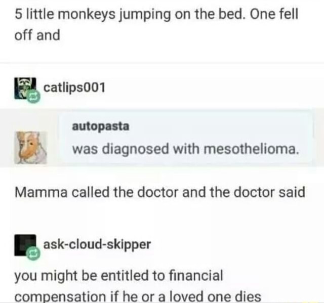 5 little monkeys jumping on the bed. One fell off and catlips001 ...