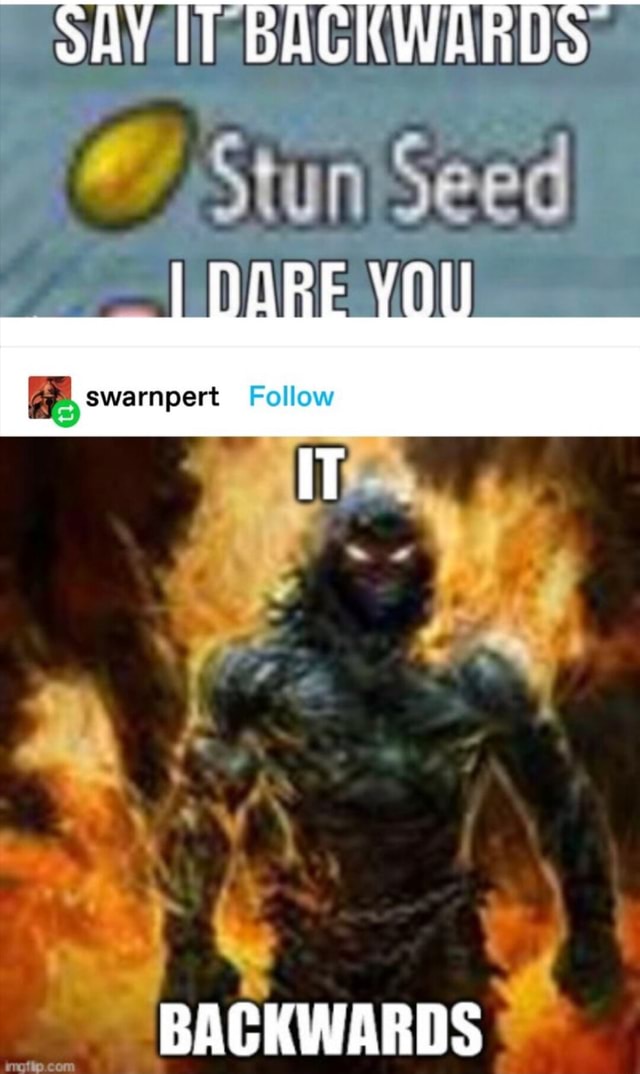 SAY IT BACKWARDS Stun Seed Follow IT BACKWARDS - iFunny