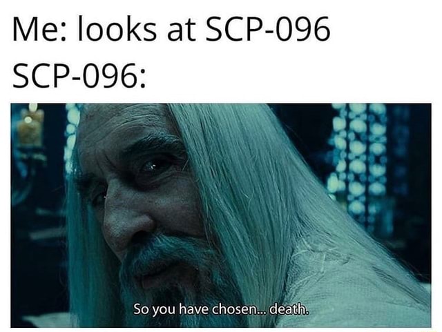 Me: looks at SCP-096 SCP-096: So you have chosent..id - iFunny