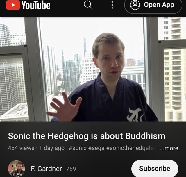 YouTube Open App Sonic the Hedgehog is about Buddhism 454 views 1 day ...