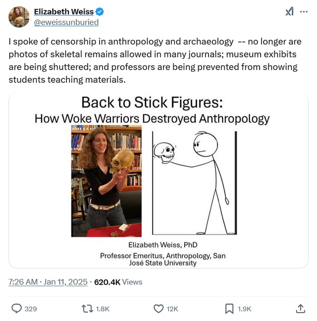 Elizabeth Weiss @ I spoke of censorship in anthropology and archaeology ...