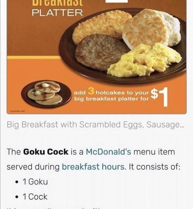 WE PLATTER add 3 hotcakes to your / big breakfast platter for Big ...