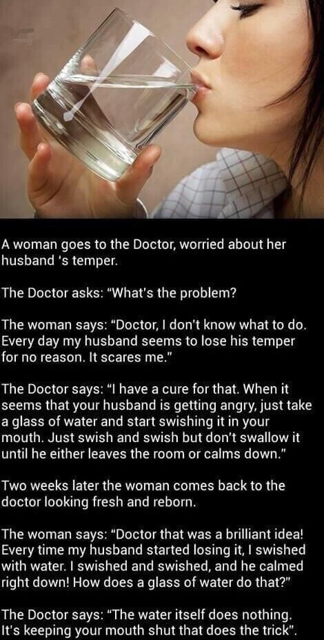A woman goes to the Doctor, worried about her husband 's temper. The ...