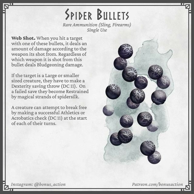 SPIDER BULLETS Rare Ammunition (Sling, Firearms) Single Use Web Shot ...