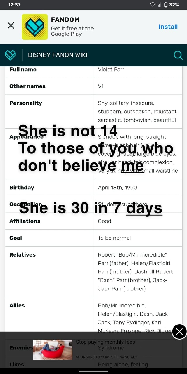 Sy Disney Fanon Wiki Full Name Violet Parr Personality Shy Solitary