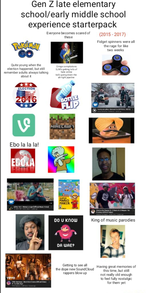 Gen Z late elementary middle school experience starterpack Everyone ...