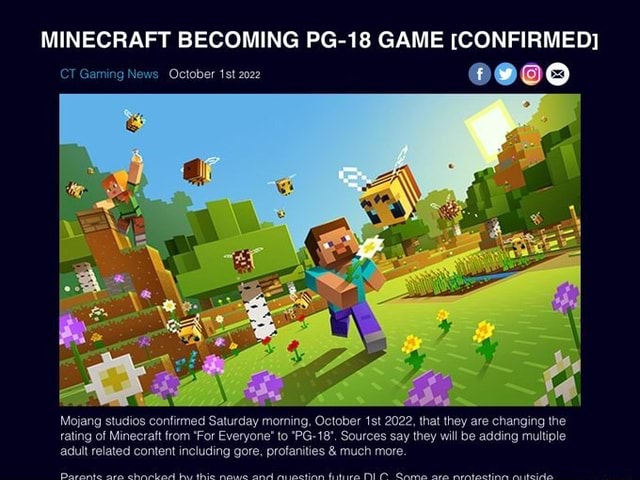 MINECRAFT BECOMING PG-18 GAME [CONFIRMED] ry CT Gaming News October ...