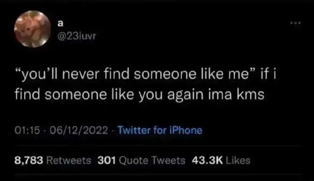 @23 "you'll never find someone like me" if i find someone like you ...