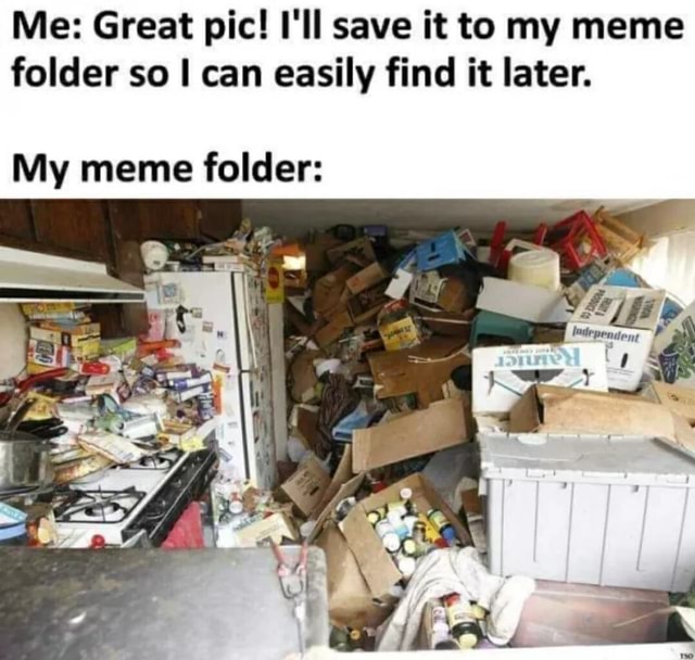 Me: Great pic! I'll save it to my meme folder so I can easily find it ...